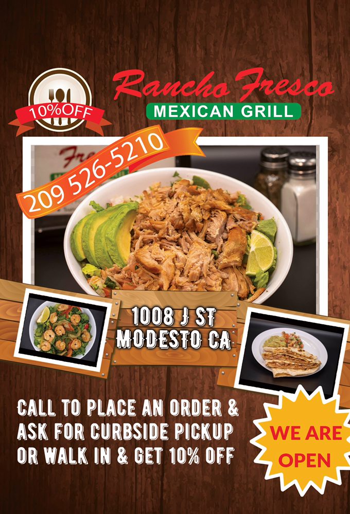 Modesto, CA Restaurants Open for Takeout, Curbside Service and/or ...