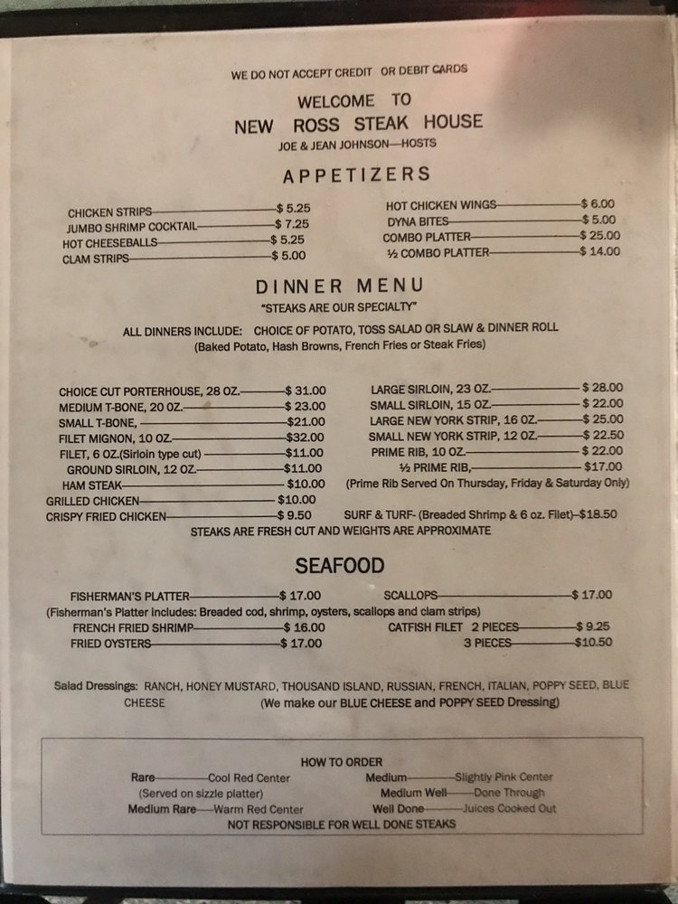 New Ross Steak House, New Ross - Menu, Reviews (109), Photos (24 ...