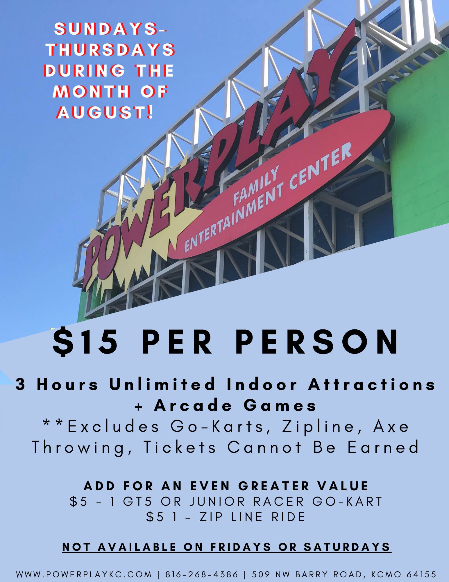 POWERPLAY METRO NORTH ENTERTAINMENT CENTER - Kansas City MO - Hours ...