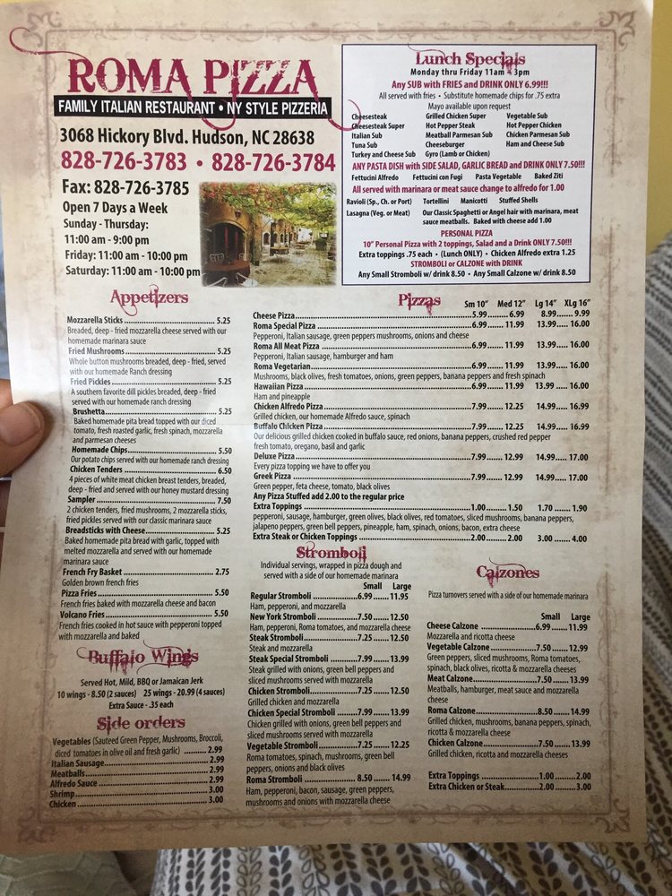 Roma Pizza Family Restaurant, Hudson - Menu, Reviews (186), Photos (53 ...