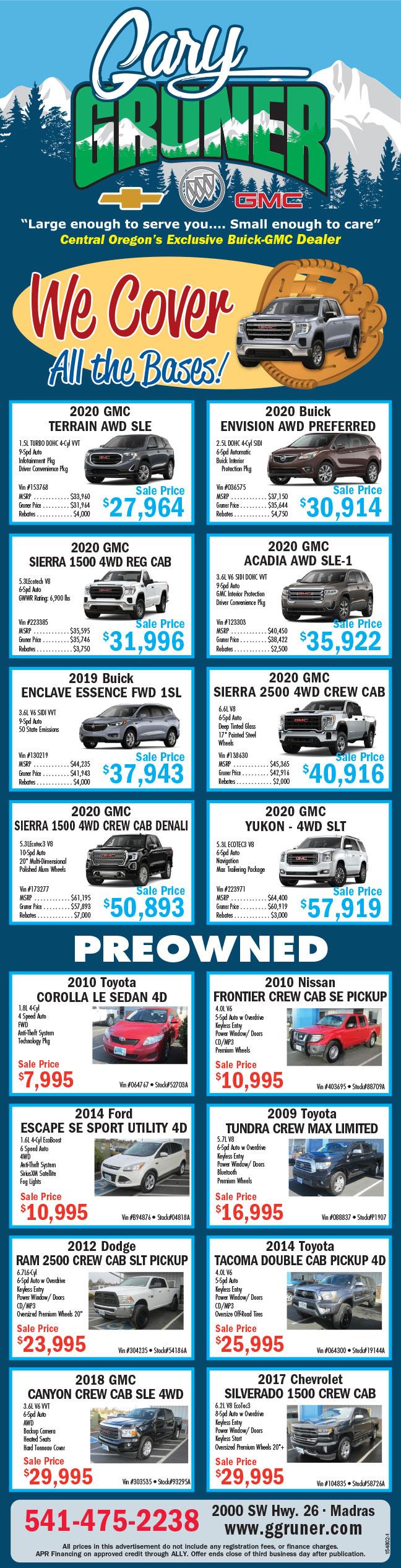 GARY GRUNER CHEVROLET BUICK GMC - Madras OR - Hours, Directions ...