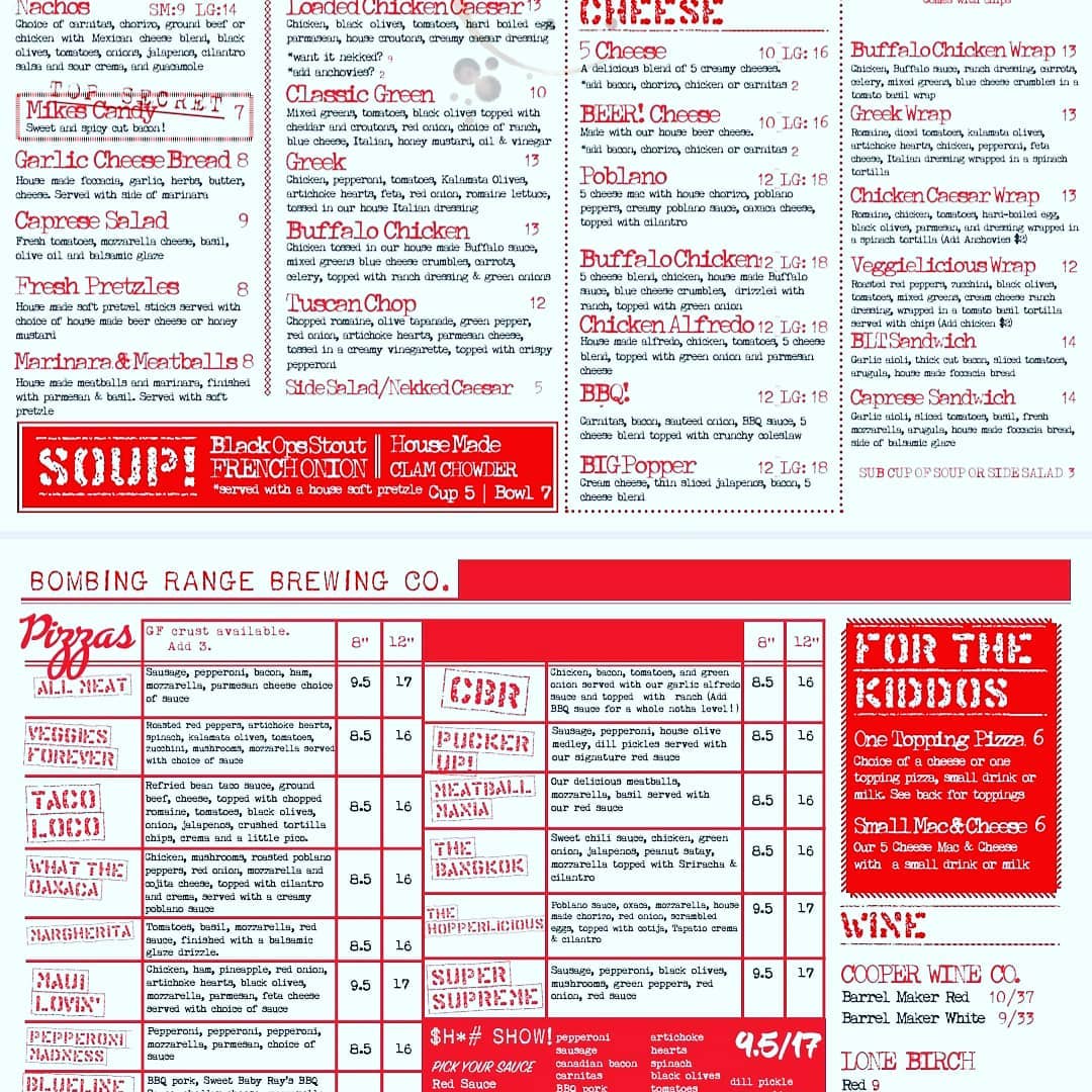Menu for Bombing Range Brewing Company, Richland, WA - Restaurantji